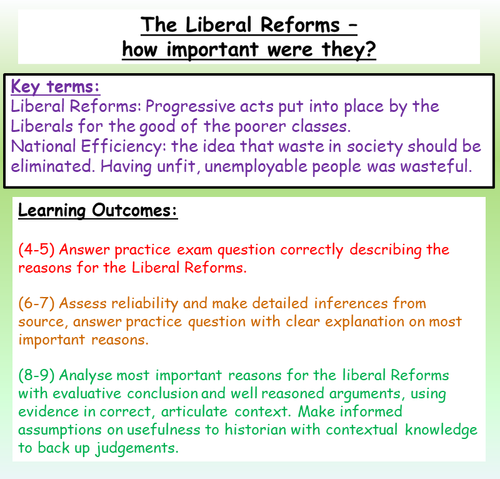 Liberal Reforms | Teaching Resources