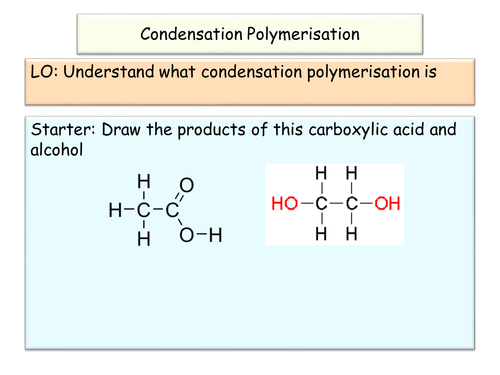 NEW AQA GCSE Chemistry Condensation Polymerisation | Teaching Resources