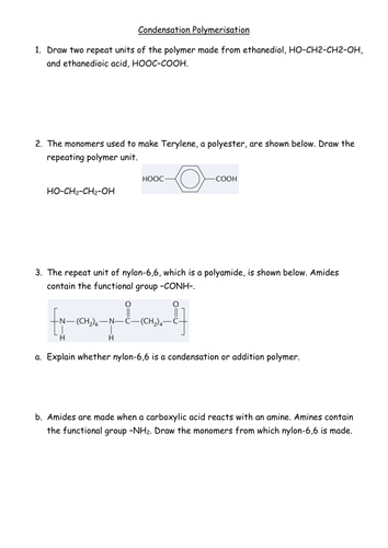 NEW AQA GCSE Chemistry Condensation Polymerisation | Teaching Resources