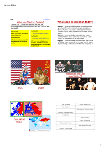Cold War Intro Lesson - USA v USSR Difference & The Iron Curtain ...