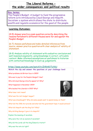 Lloyd George and The People's Budget | Teaching Resources