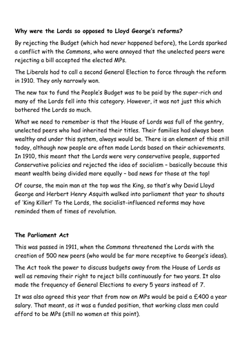 Lloyd George and The People's Budget | Teaching Resources