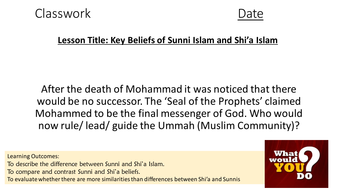 AQA 9-1 Religious Studies: Muslim Beliefs. Shi'a and Sunni Islam by ...
