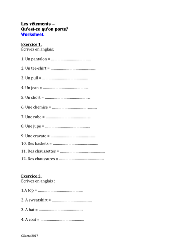 Clothes in French and Colour Adjectives - A Complete Guide. | Teaching ...