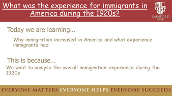 AQA 8145 - America 1920-73 - Immigration experience during the 1920s ...
