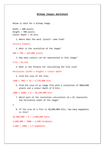 GCSE Image and Sound Revision Worksheet | Teaching Resources