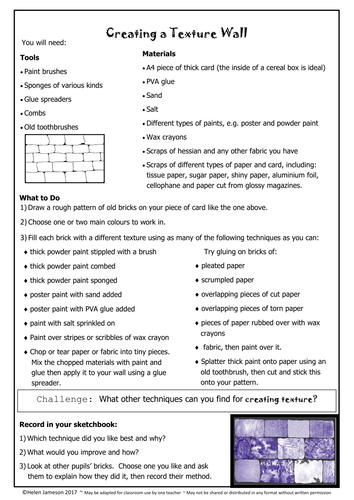 KS2 Art Activity - Creating A Texture Wall | Teaching Resources