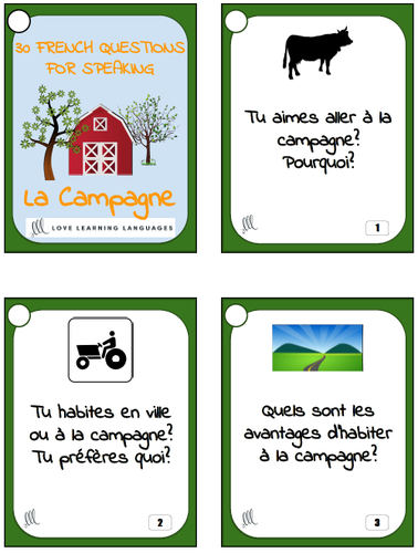 GCSE FRENCH: La Campagne - 30 French Speaking Prompts - The Countryside ...