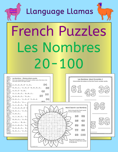 French Numbers Nombres 20 - 100 Puzzles - 4 different types | Teaching ...