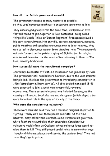 World War I - Conscription | Teaching Resources