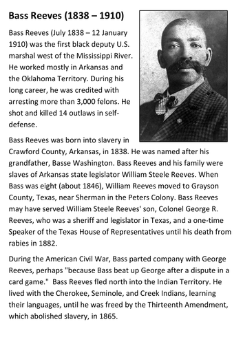 Bass Reeves Handout | Teaching Resources