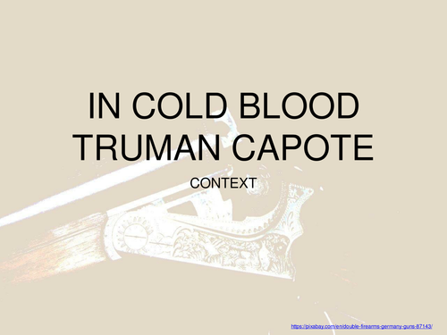 In Cold Blood by Truman Capote a Scheme of Work plus resources for ...
