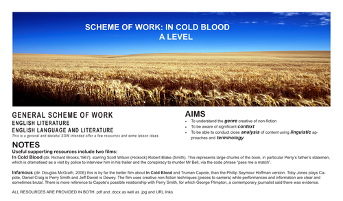 In Cold Blood by Truman Capote a Scheme of Work plus resources for ...