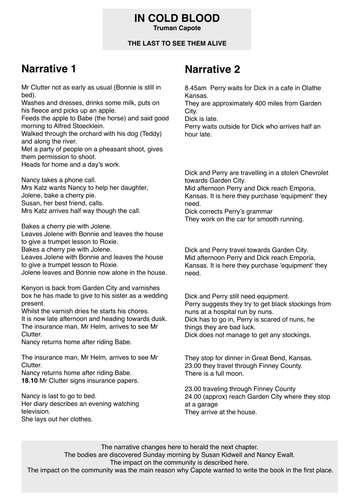 In Cold Blood Worksheets