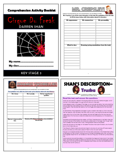 Cirque Du Freak Comprehension Activities Booklet! | Teaching Resources