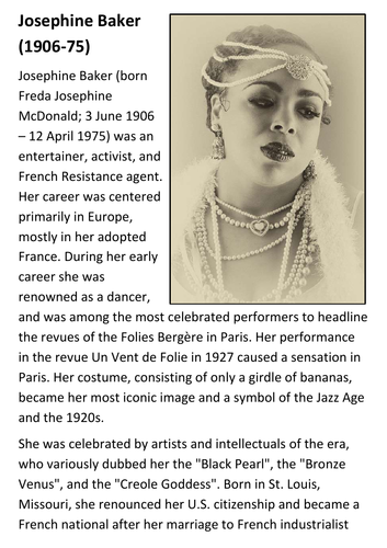 Josephine Baker Handout | Teaching Resources