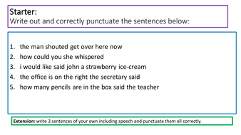 Set of Speech Punctuation Starter Exercises | Teaching Resources