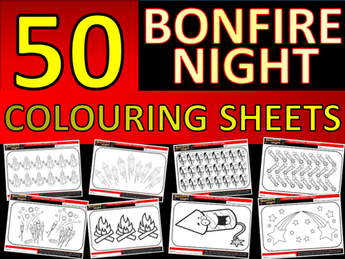 50 x Bonfire Night Colouring Sheets Keyword Starter Settler Cover ...