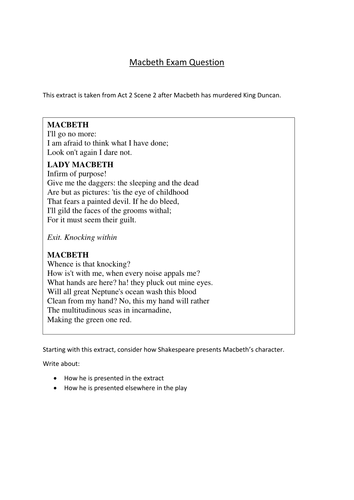Macbeth Act 2 Scene 2 (9-1 style Literature Question) | Teaching Resources