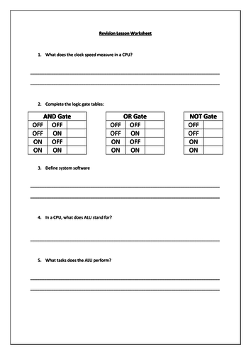 How a Computer Works Revision Lesson KS3 | Teaching Resources