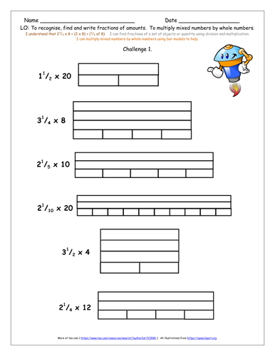 KS2 Y5 Fractions of amounts & multiplying by mixed numbers ...