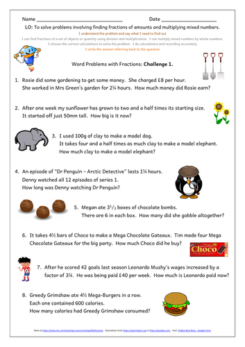KS2 Y5 Fractions of amounts & multiplying by mixed numbers ...