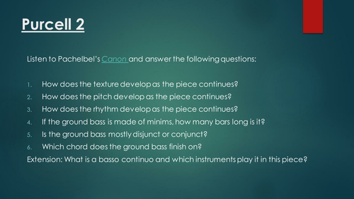 EDEXCEL GCSE Music Purcell Set work pack | Teaching Resources