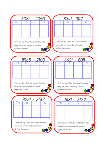 Place Value Counters 4 Digit Subtraction | Teaching Resources Place Value Counters 4 Digit Subtraction | Teaching Resources