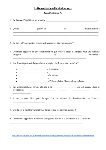 A-Level French - Lutte contre les discriminations Education France TV ...