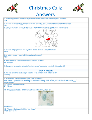 Christmas Quiz | Teaching Resources