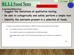 KS4 B3.5.2 Food tests | Teaching Resources