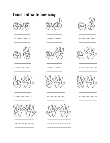 Counting fingers worksheets | Teaching Resources
