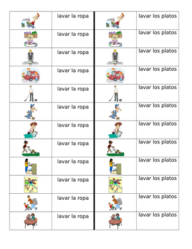 Quehaceres (Chores in Spanish) Dominoes | Teaching Resources
