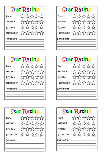 English KS2 Peer assessment star rating | Teaching Resources