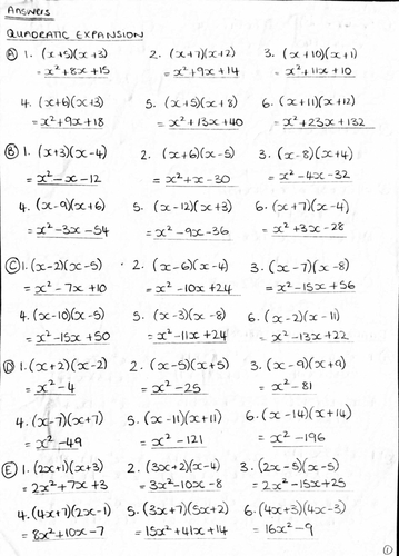 Quadratic Equations Worksheet Pack | Teaching Resources