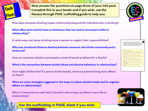 Alcohol, dangers, risks and relationships PSHE | Teaching Resources