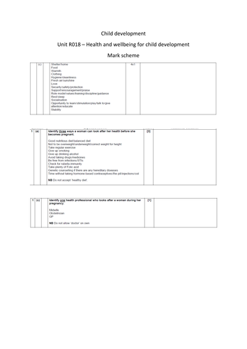 NEW QUAL Cambridge nationals Child development - RO18 (exam) Health and ...