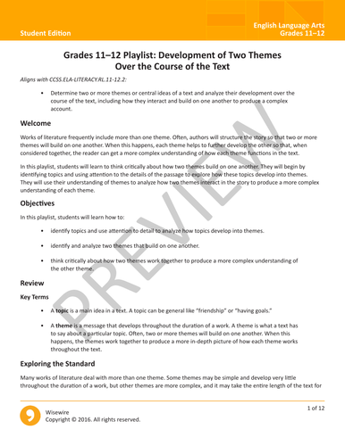 Development of Two Themes - Playlist and Teaching Notes | Teaching ...