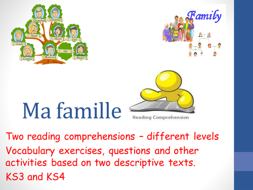 Ma famille - 2 reading comprehensions, questions, exercises, written ...