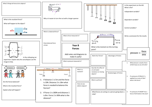 Forces revision mat from KS3 | Teaching Resources