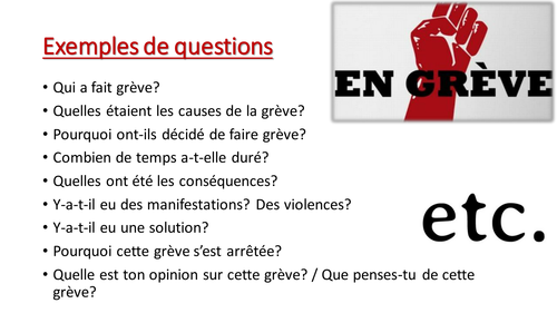 Grèves en France - Oral presentation project | Teaching Resources