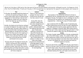 An Inspector Calls Revision Sheet | Teaching Resources