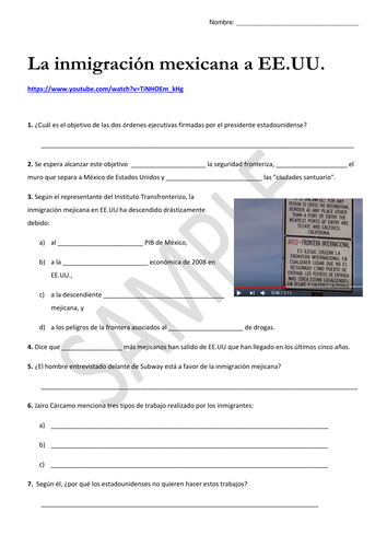 AQA A-Level Spanish (Listening): Immigration from Mexico to US ...