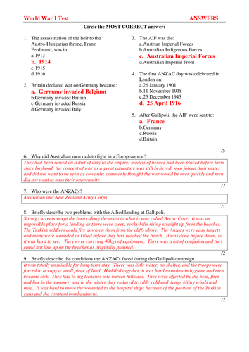 WWI & WWII History Tests | Teaching Resources