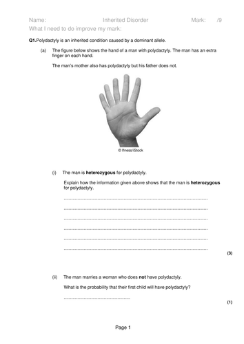 Inherited Disorder New Aqa Biology Gcse Teaching Resources