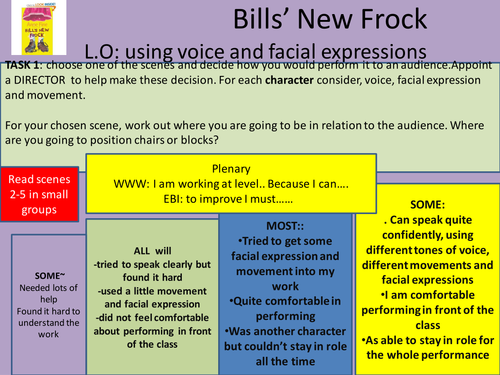 DRAMA: BILL'S NEW FROCK- THE PLAY | Teaching Resources