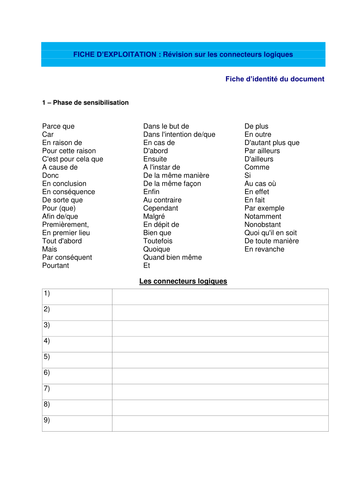 Bundle on Connectives and Time words in French | Teaching Resources