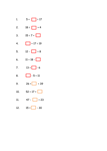 Year 4/5 Balancing equations - understanding the equal sign and the ...