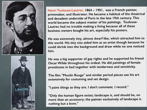 Henri de Toulouse-Lautrec - Art History - Post Impression - 187 Slides ...
