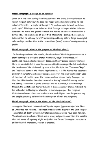 'A Christmas Carol' three model paragraphs (version 2) | Teaching Resources